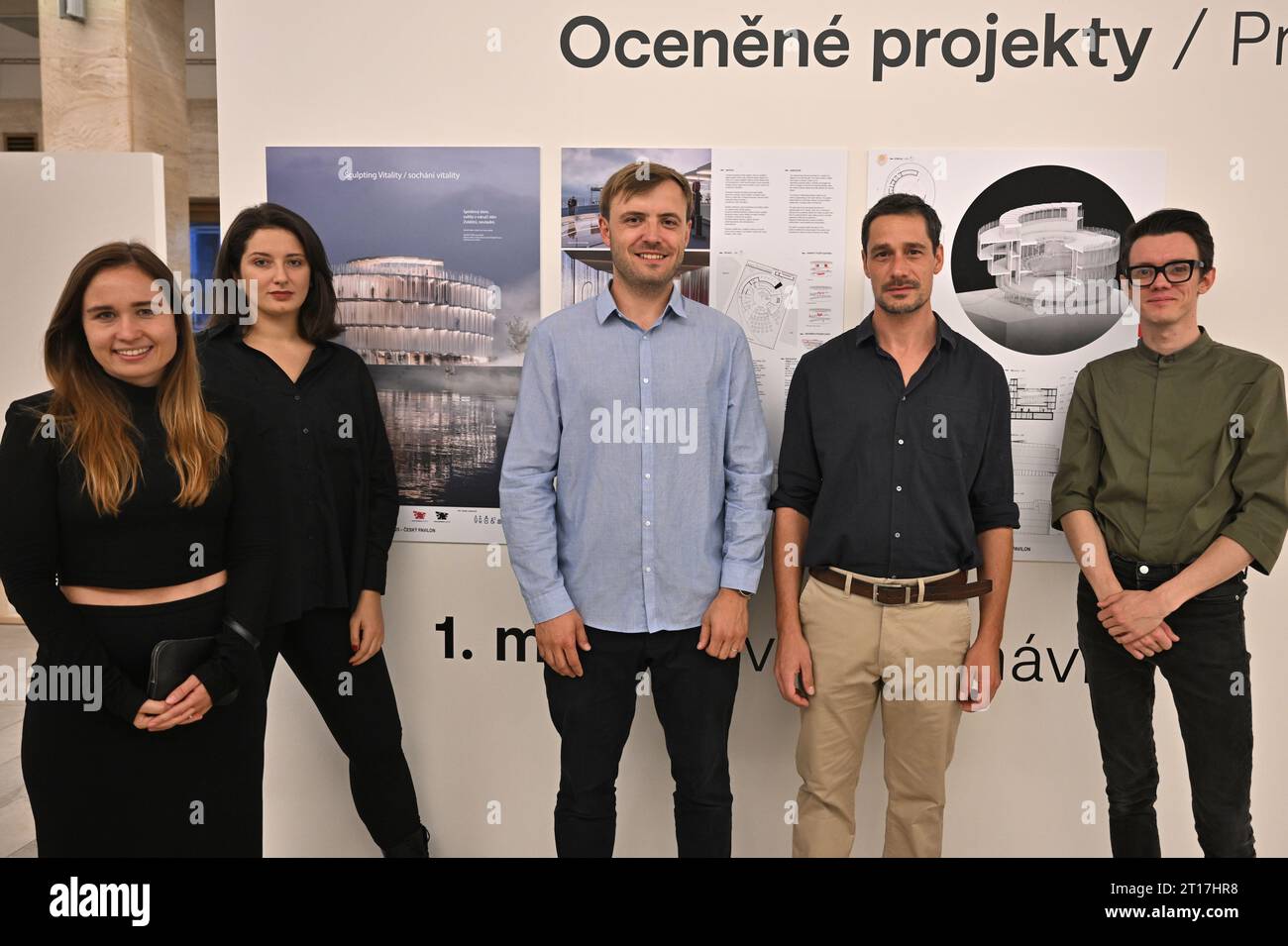 Prague, Czech Republic. 11th Oct, 2023. Architect Michal Gabas (centre ...