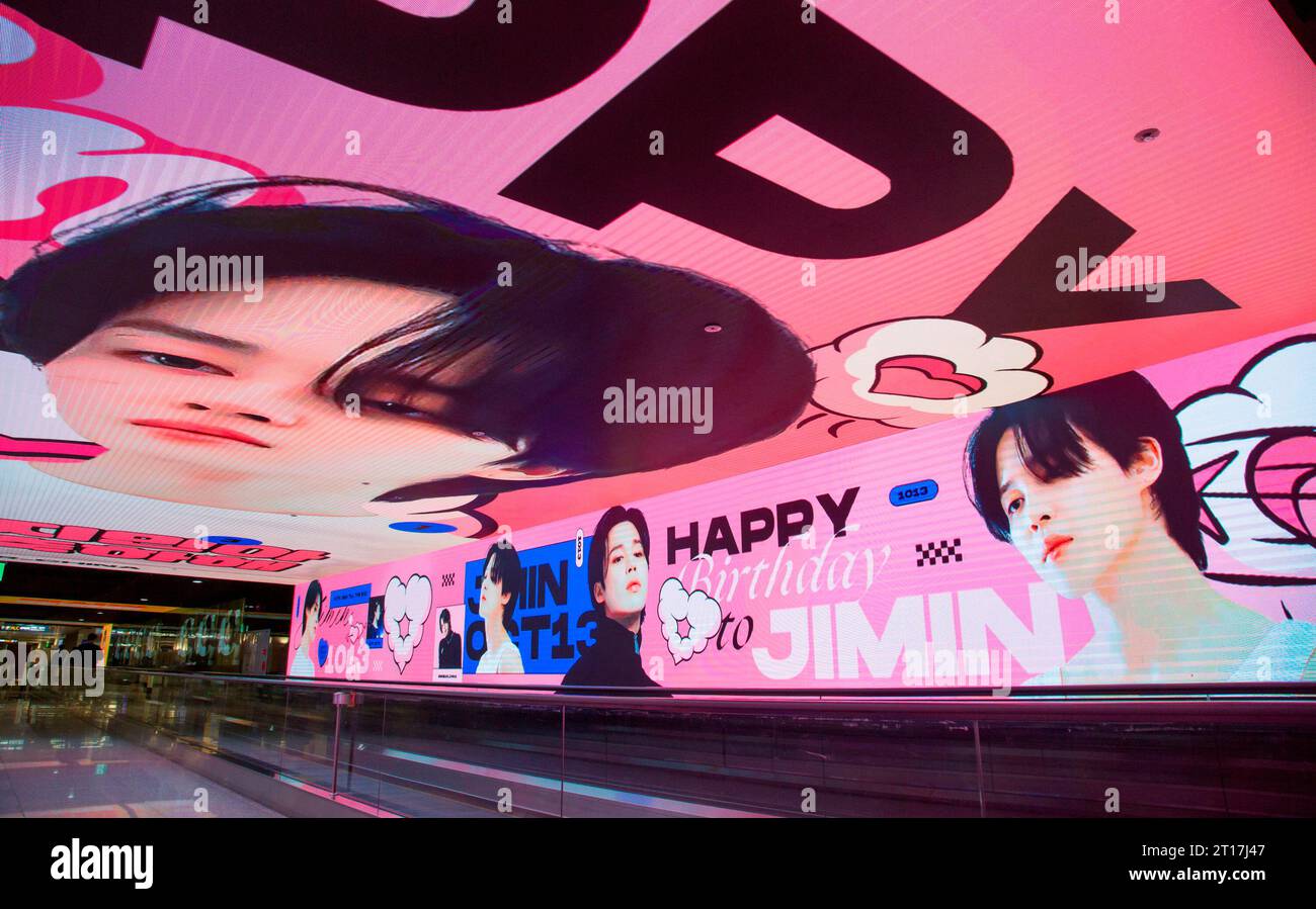 BTS Jimin's birthday, Oct 9, 2023 : LED boards show a birthday ...