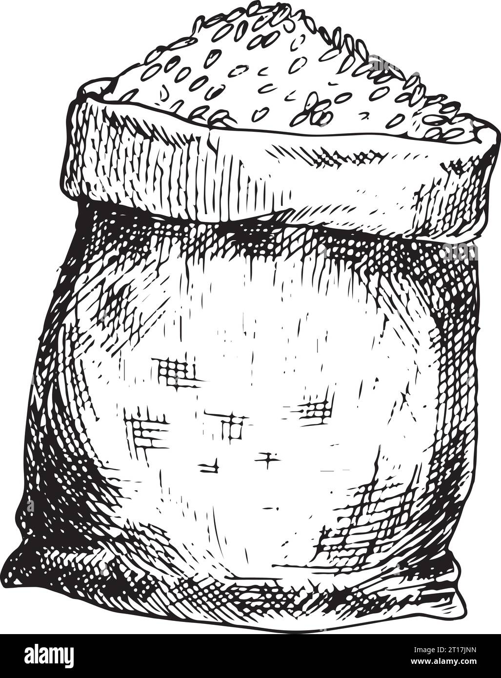 Vector graphic illustration of bag of wheat . Black and white sketch on ...