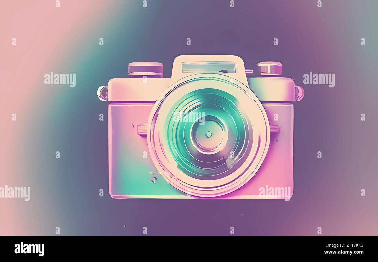 A close-up image of a digital camera with its lens in focus, placed ...