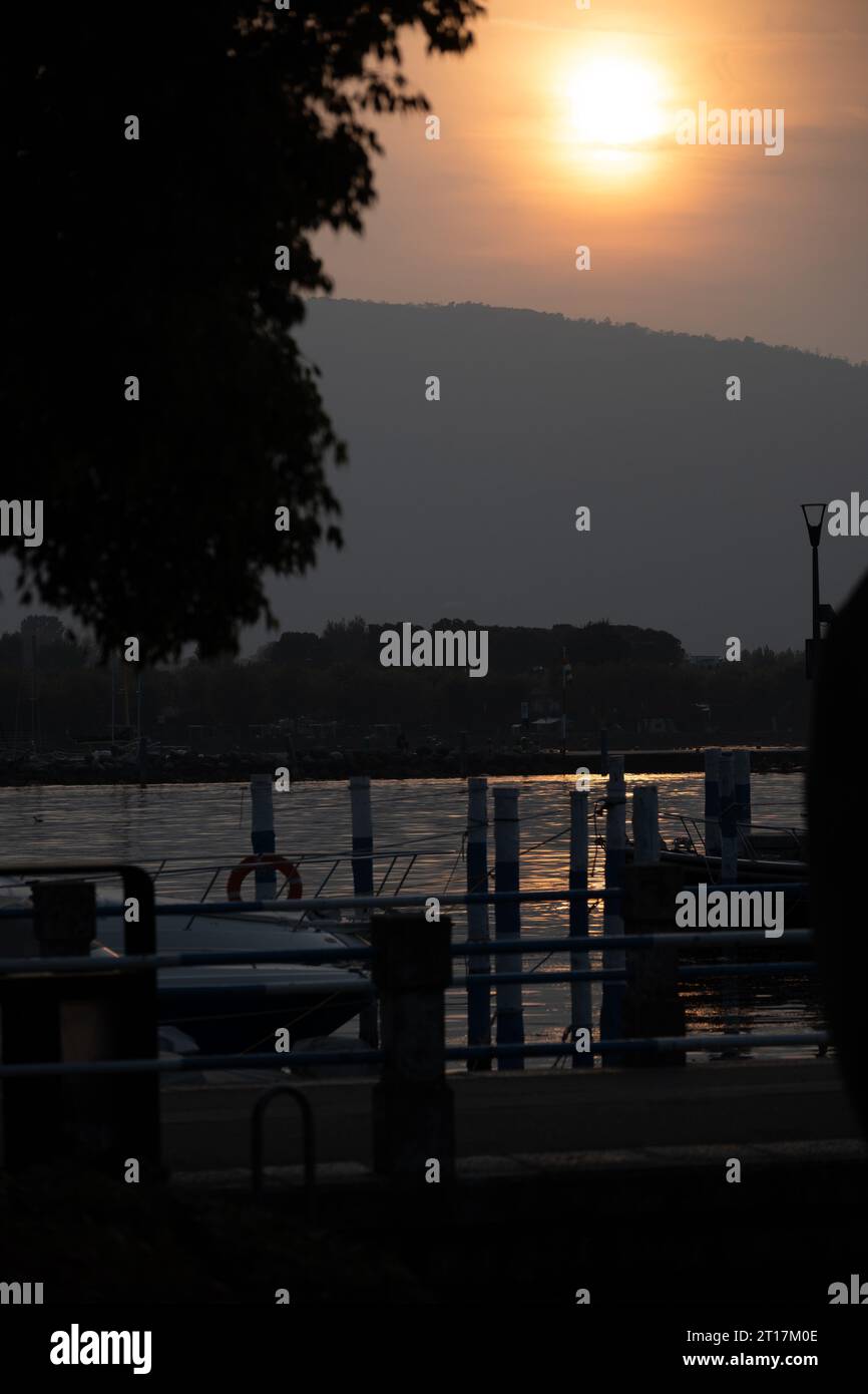 Lake iseo harbor at sunset hi-res stock photography and images - Alamy