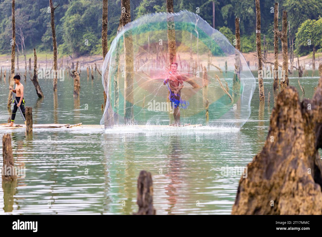 Indigenous people in Royal Belum Perak using net to catch fish Stock ...