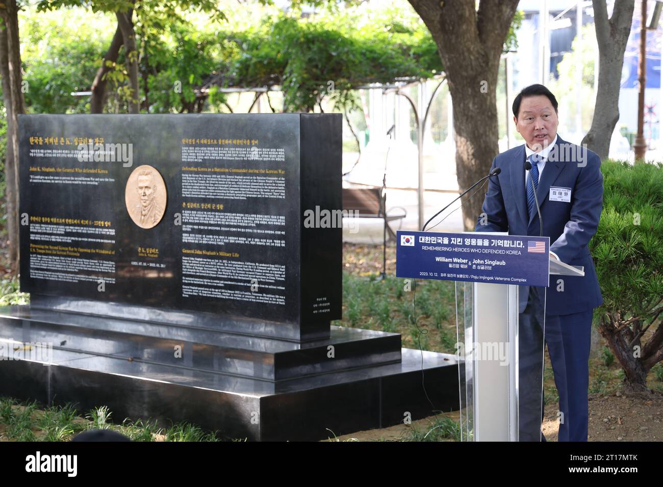 12th Oct, 2023. Memorials honoring 2 late U.S. veterans unveiled SK ...