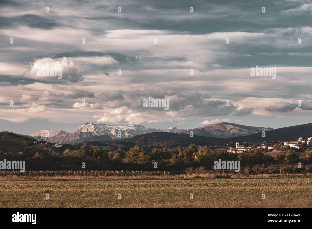 The sun goes down over the vineyards of Collio, Friuli Venezia Giulia ...