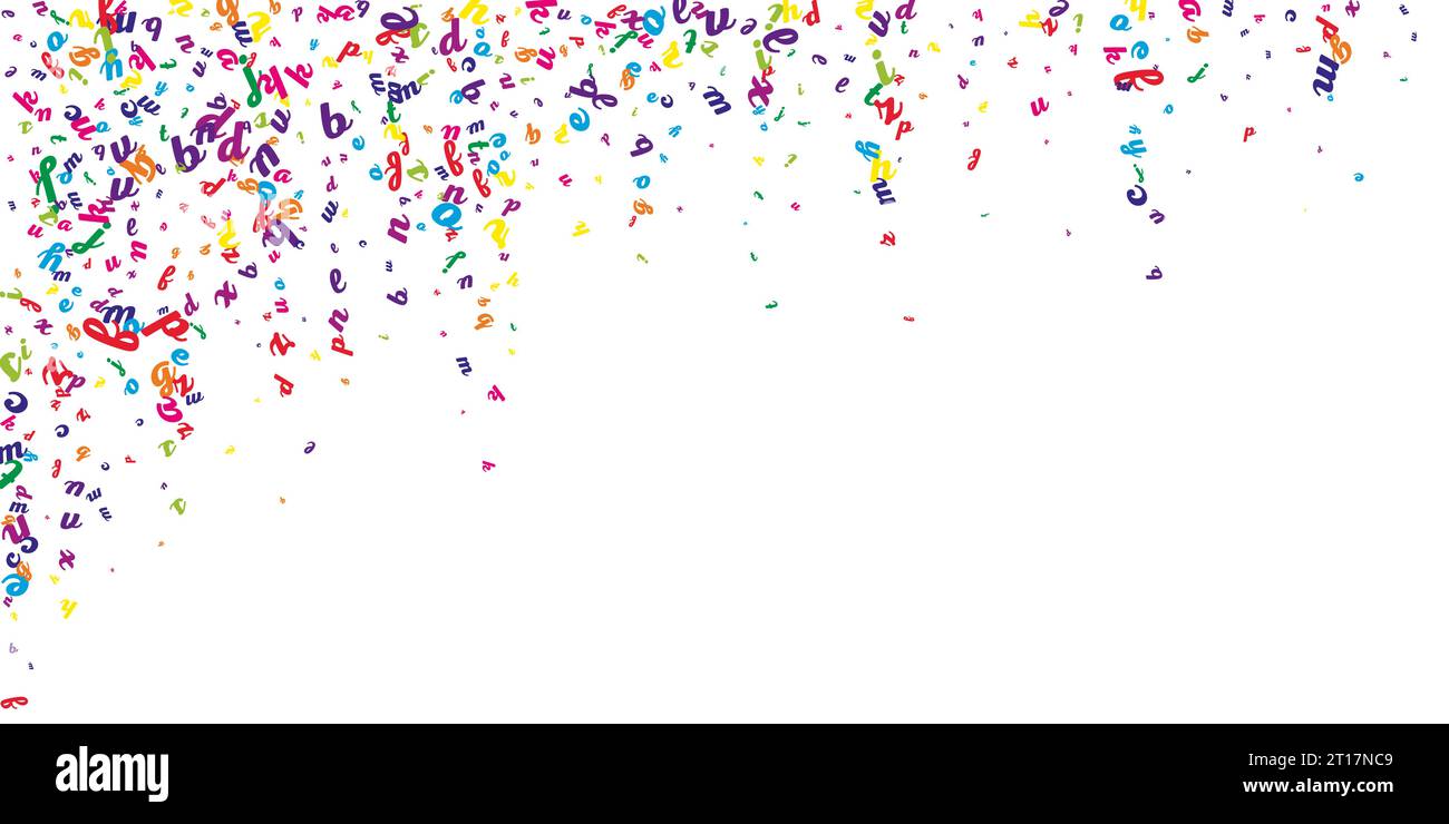 Scattered letters of latin alphabet. Colorful childish floating ...
