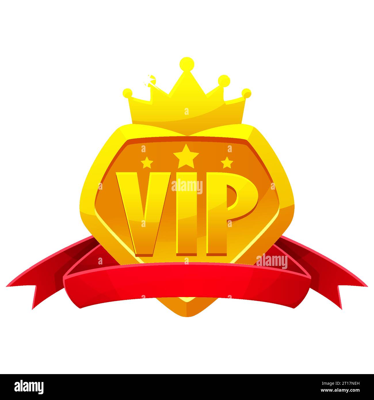 Game UI VIP Icon Gold Diamond with red ribbon. Vector Design Stock ...