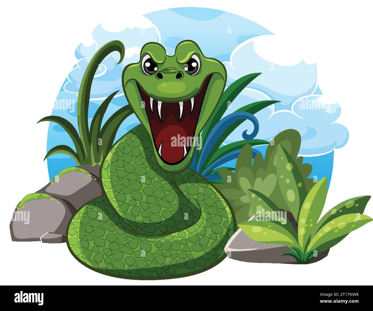 A vector cartoon illustration of a snake poised to strike Stock Vector ...