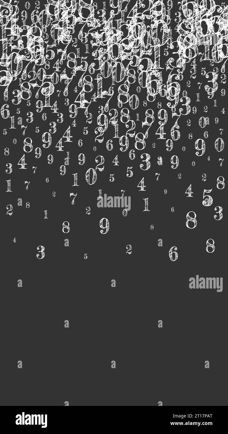 Concept of school background. White chalk numbers and digits falling ...
