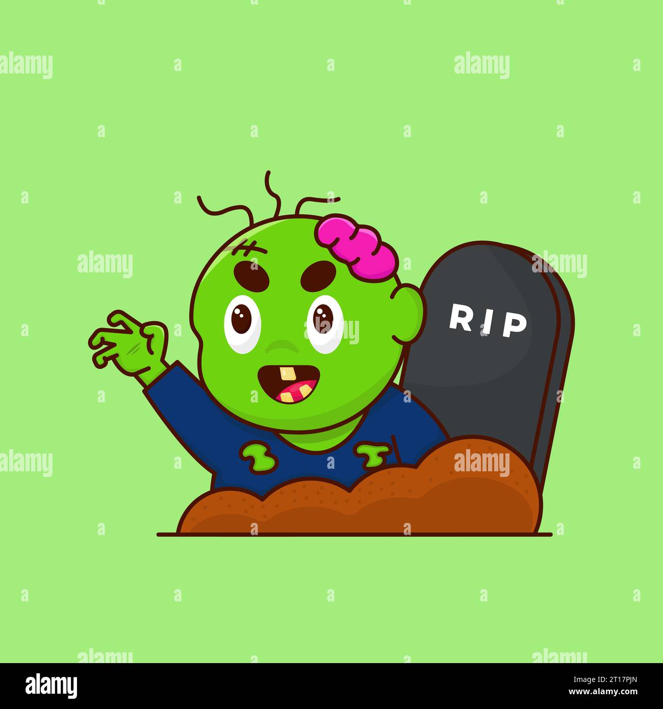 vector illustration of a surprised zombie, dressed in a blue shirt ...