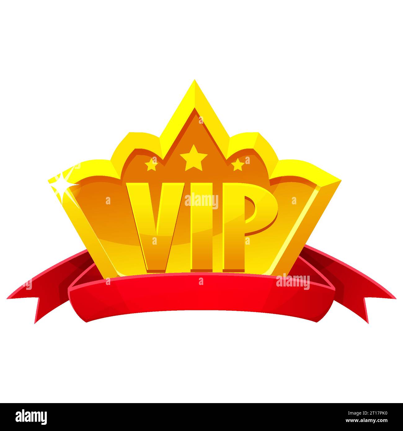 Game UI VIP icon Gold crown with red ribbon. Vector Design icon Stock ...
