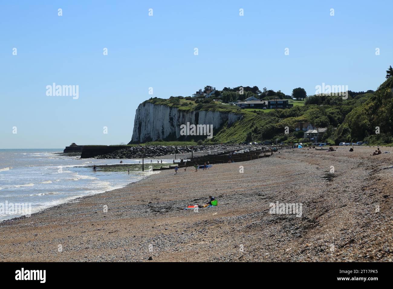 The white cliffs and English Channel from the shingle beach at ...