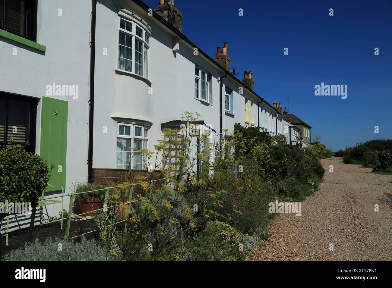 Shingle road and terraced houses in South Street, Kingsdown, Kent ...