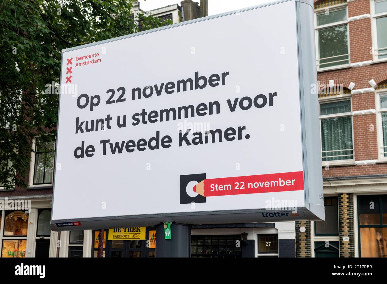 Amsterdam The, Netherlands. 12th Oct, 2023. Meters high billboard on ...