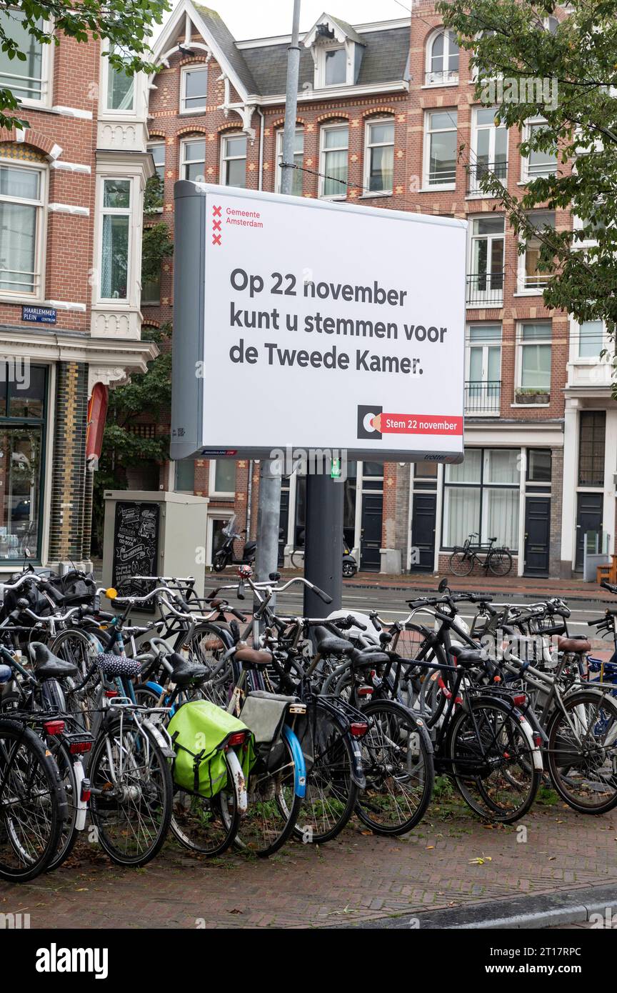 Amsterdam The, Netherlands. 12th Oct, 2023. Meters high billboard on ...
