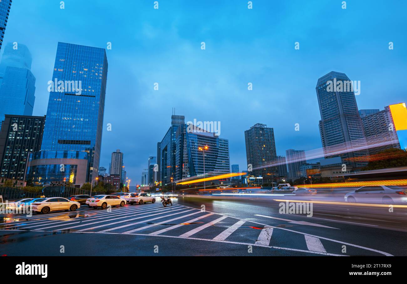 Night changsha downtown business tower hi-res stock photography and ...