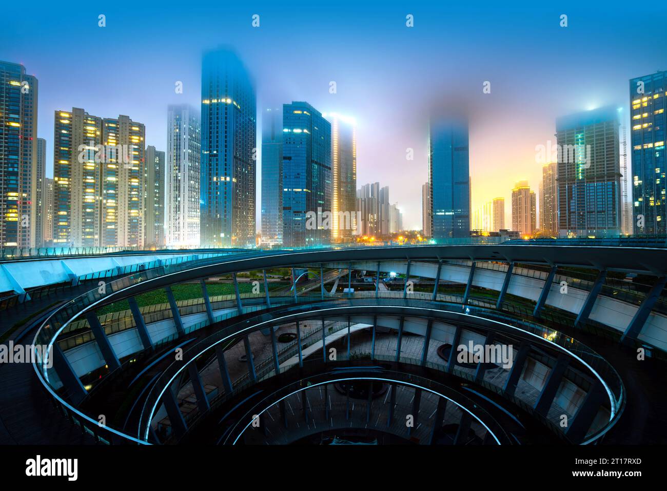 Meixi Lake City Island Spiral Observation Deck and skyscrapers in ...