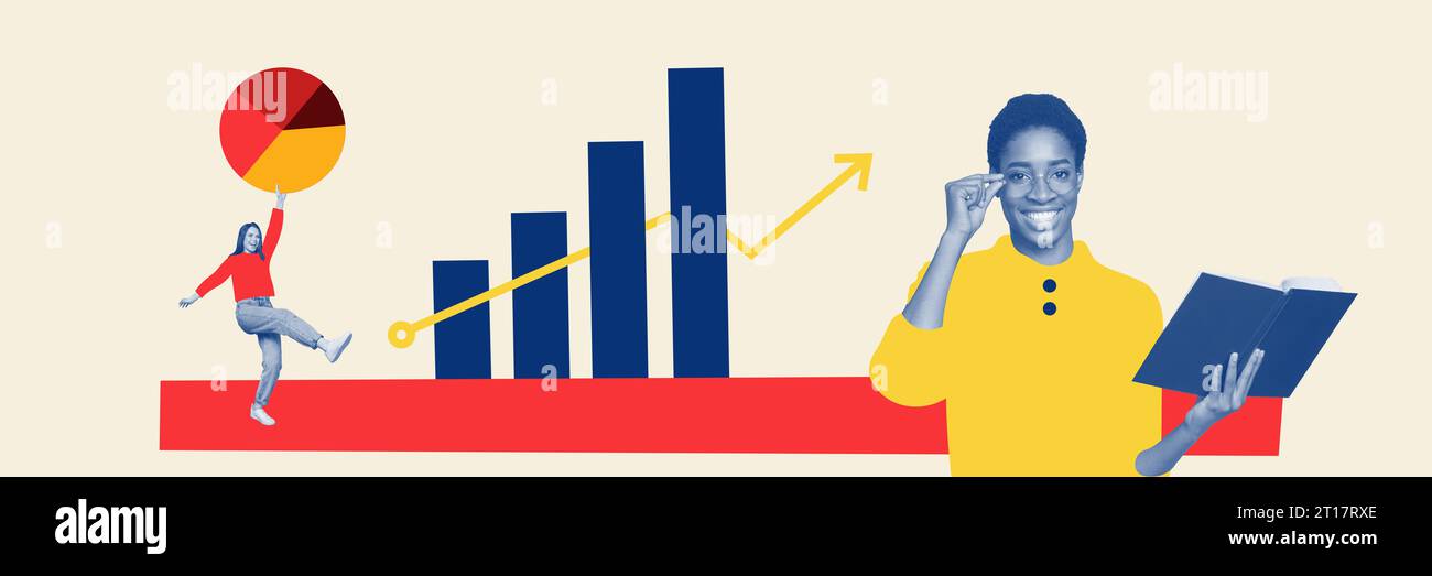 Artwork collage image of successful people earning money educating ...