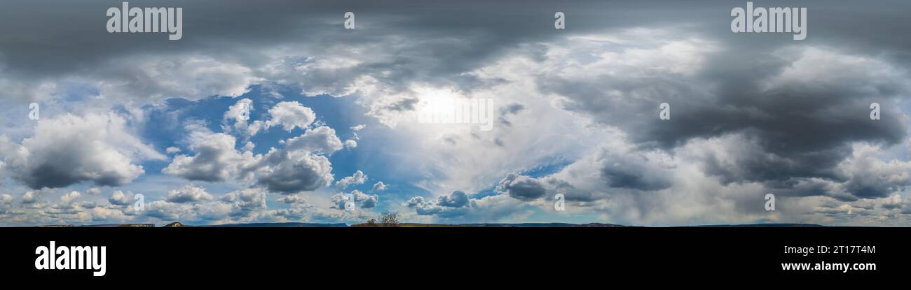 Sky panorama at noon with cumulus clouds in a seamless spherical ...