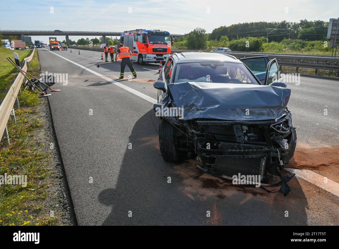 A14/Leipzig - Ein Verletzter nach Unfall zwischen Auto und Transporter 11.10.2023 gegen 10 Uhr ...