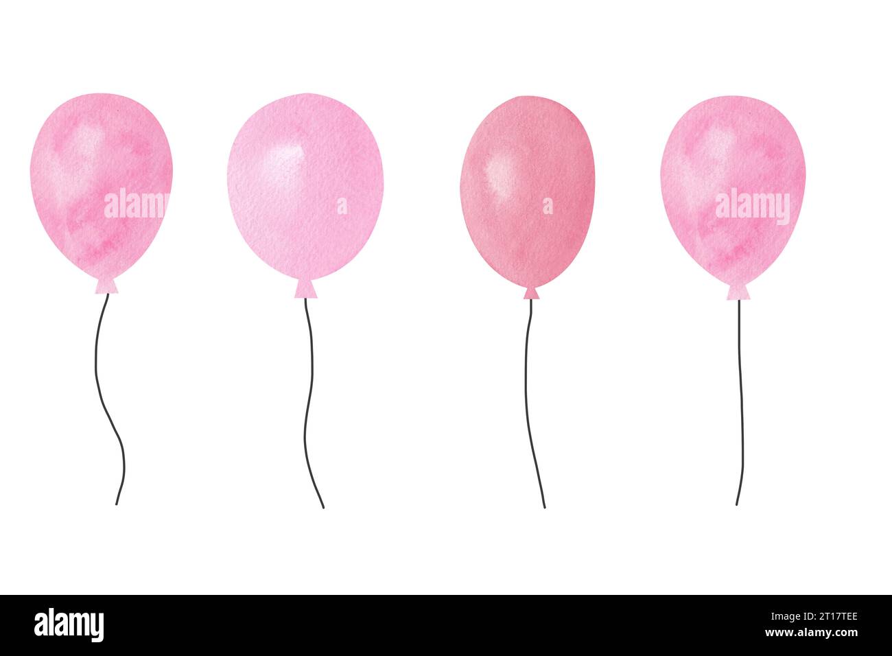 Watercolor collection of colorful party balloons of pink pastel colors ...