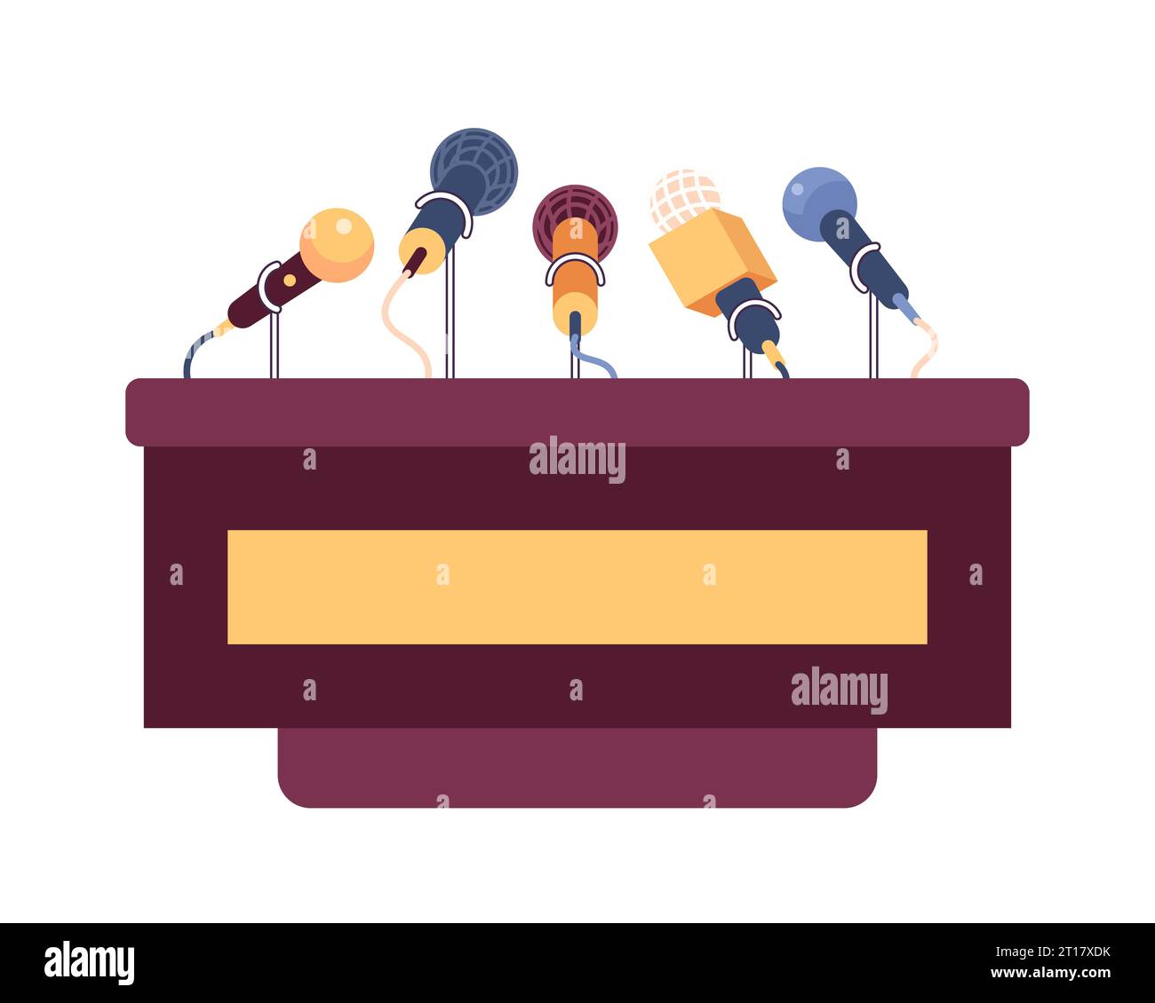 Press conference podium microphones 2D cartoon object Stock Vector ...