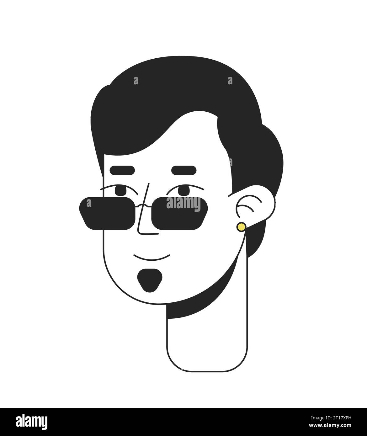 Sunglasses manager with goatee beard black and white 2D line cartoon ...