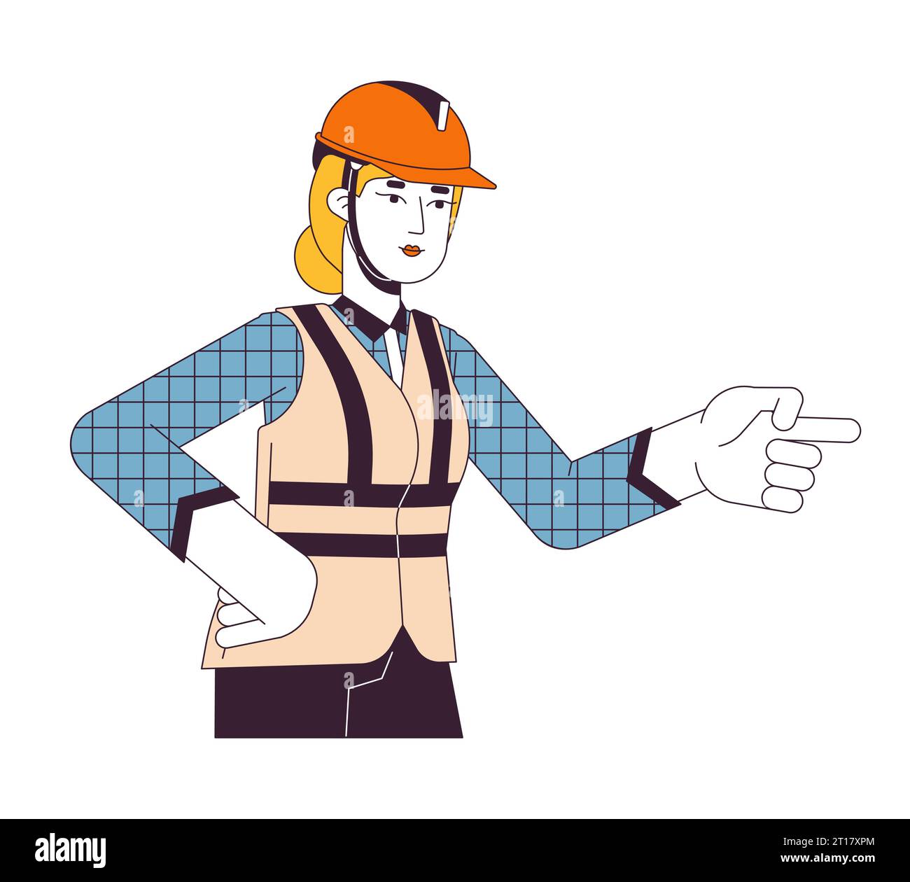 Maintenance supervisor female 2D linear cartoon character Stock Vector ...