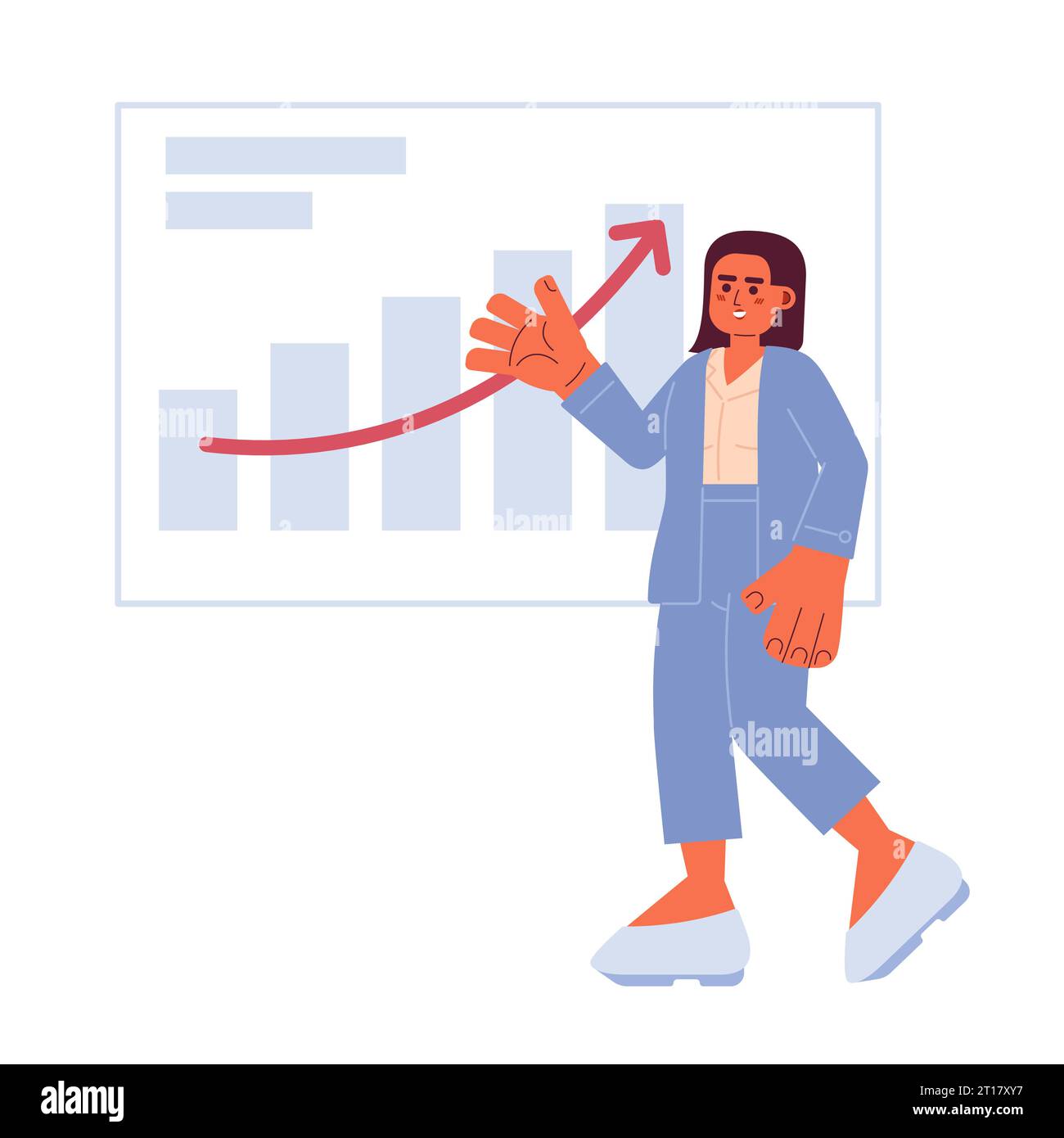 Middle eastern woman graphs pointing 2D cartoon character Stock Vector ...