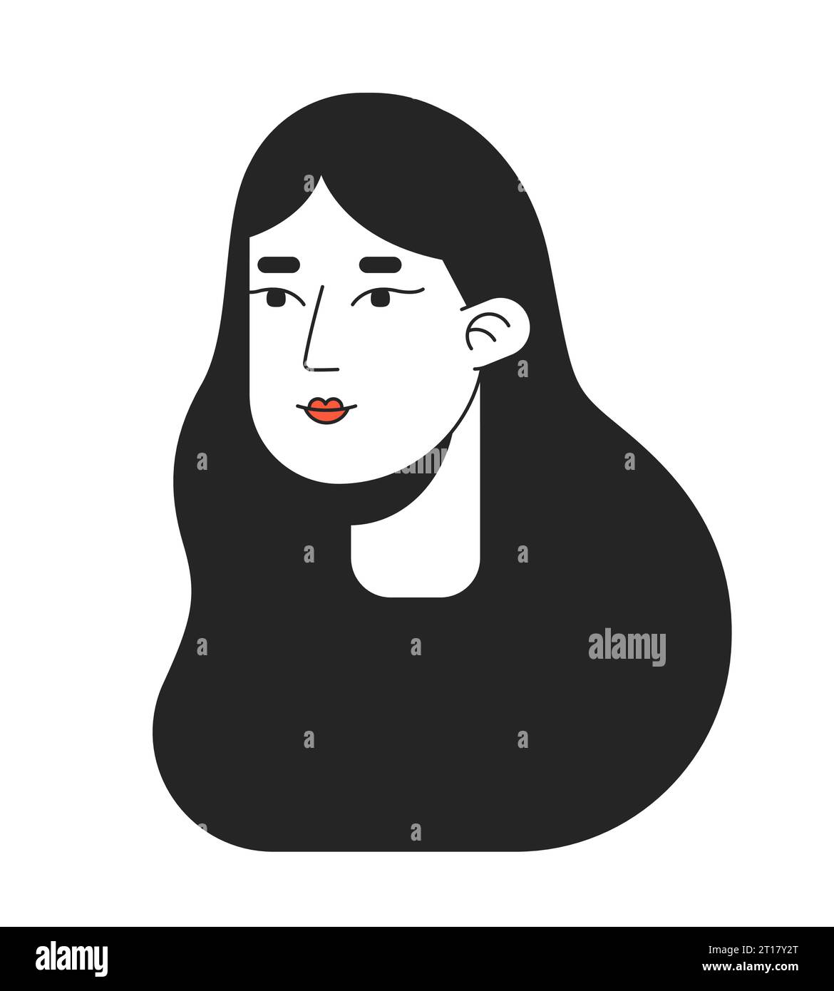 Long haired caucasian woman 2D linear cartoon character head Stock ...