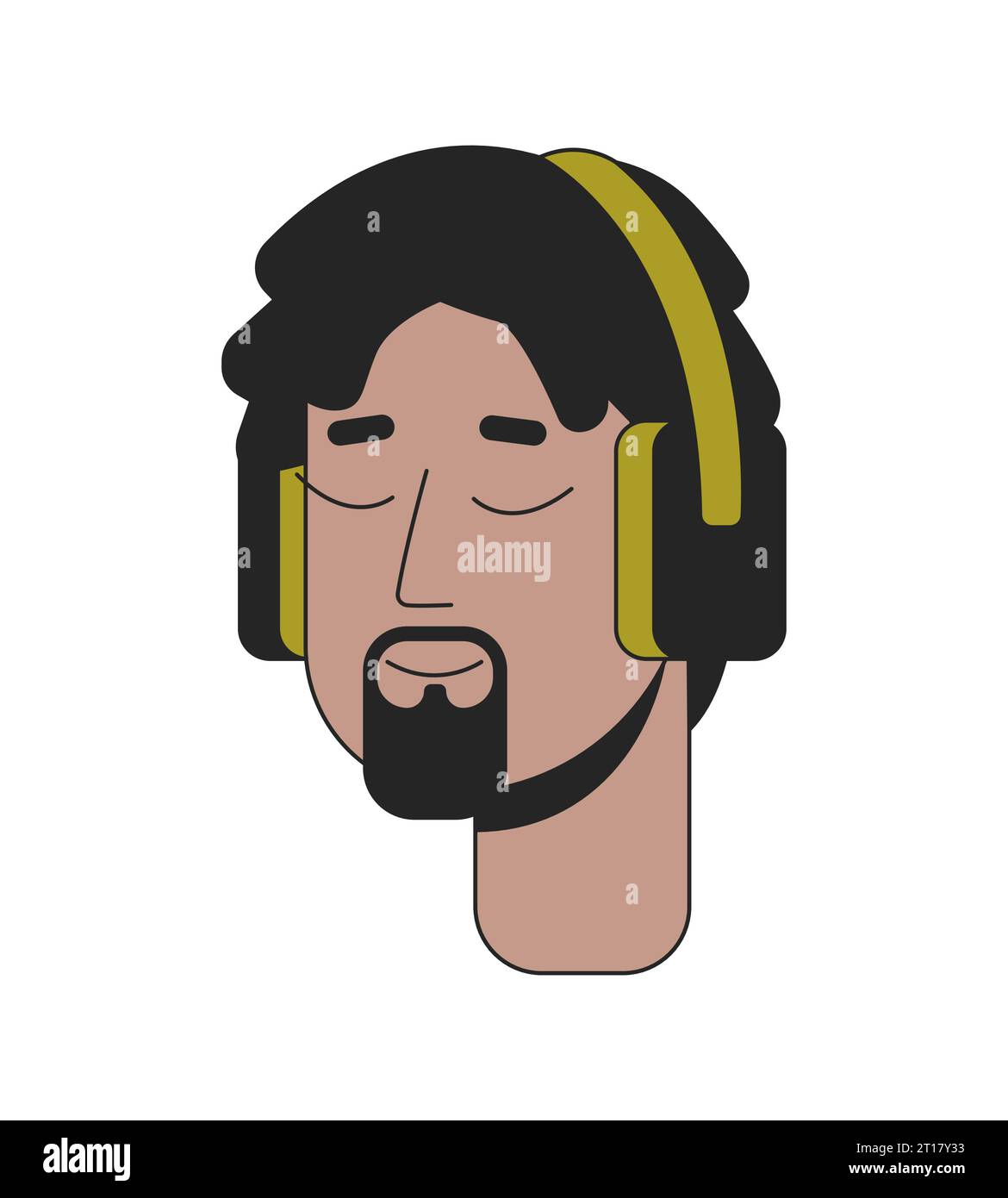 Black man with dreads listening to music 2D linear cartoon character ...