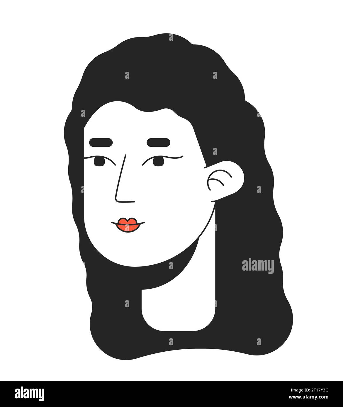 Frizzy hair woman caucasian 2D linear cartoon character head Stock ...