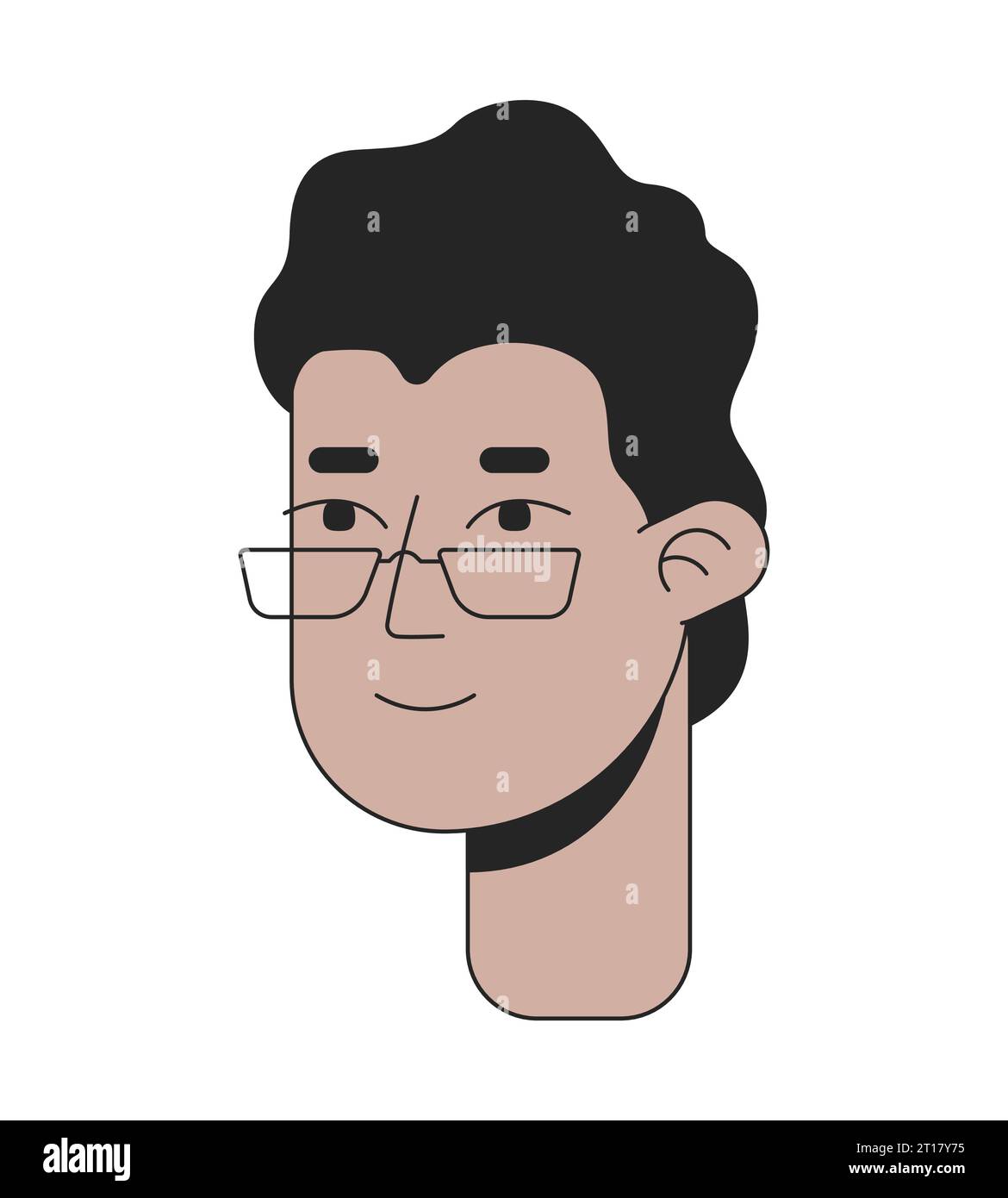 Smiling indian man wearing eyeglasses 2D linear cartoon character head ...