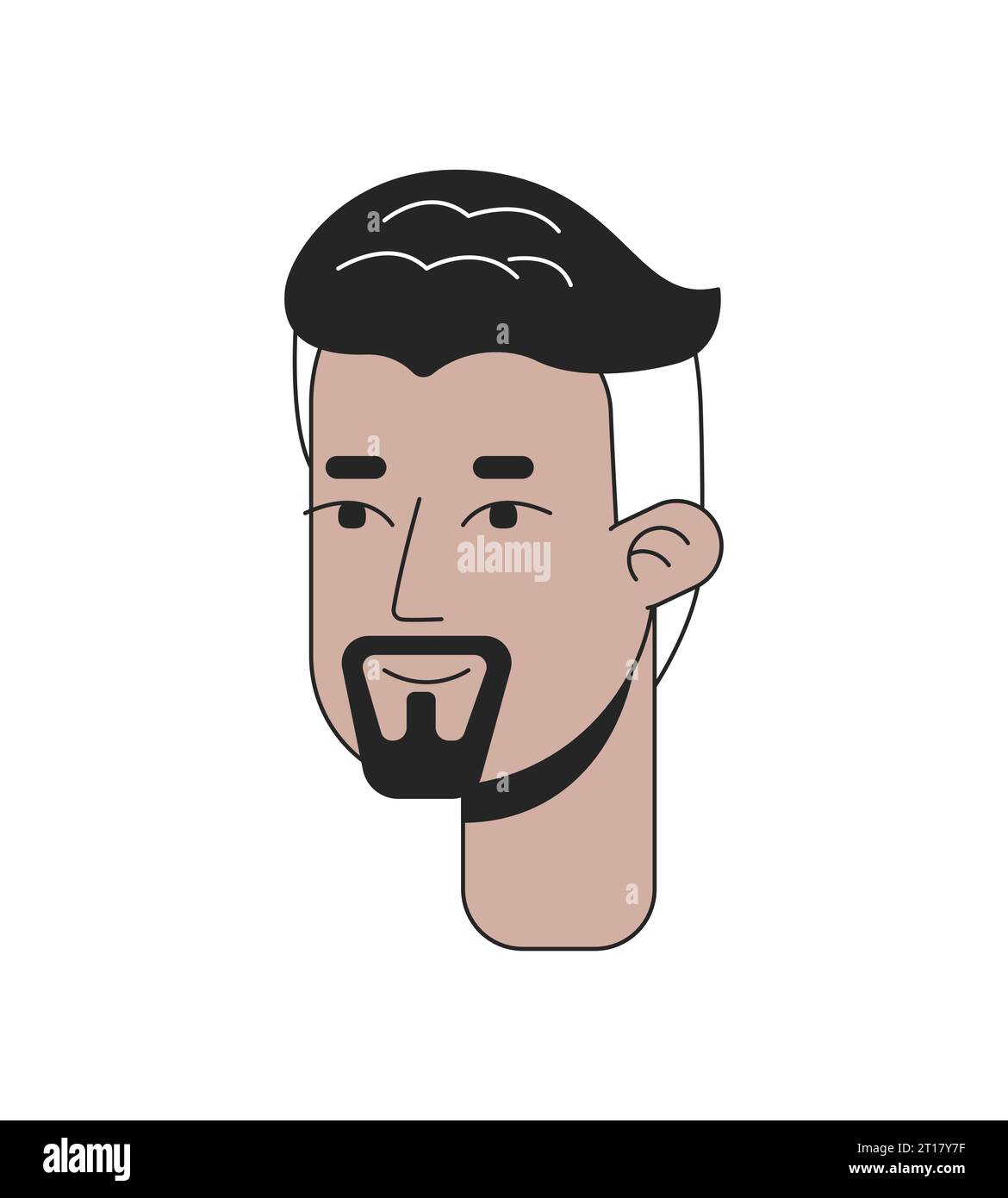 Arab Mid Aged Man With Extended Goatee Beard 2d Linear Cartoon