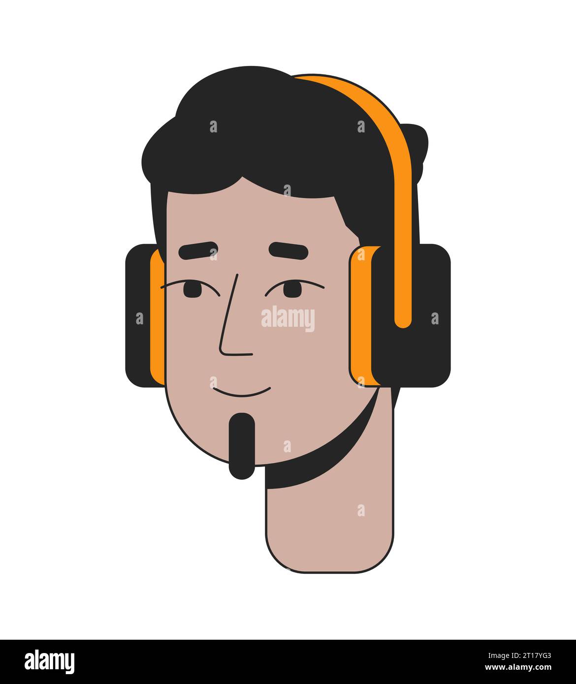 Hipster indian guy with soul patch beard 2D linear cartoon character ...