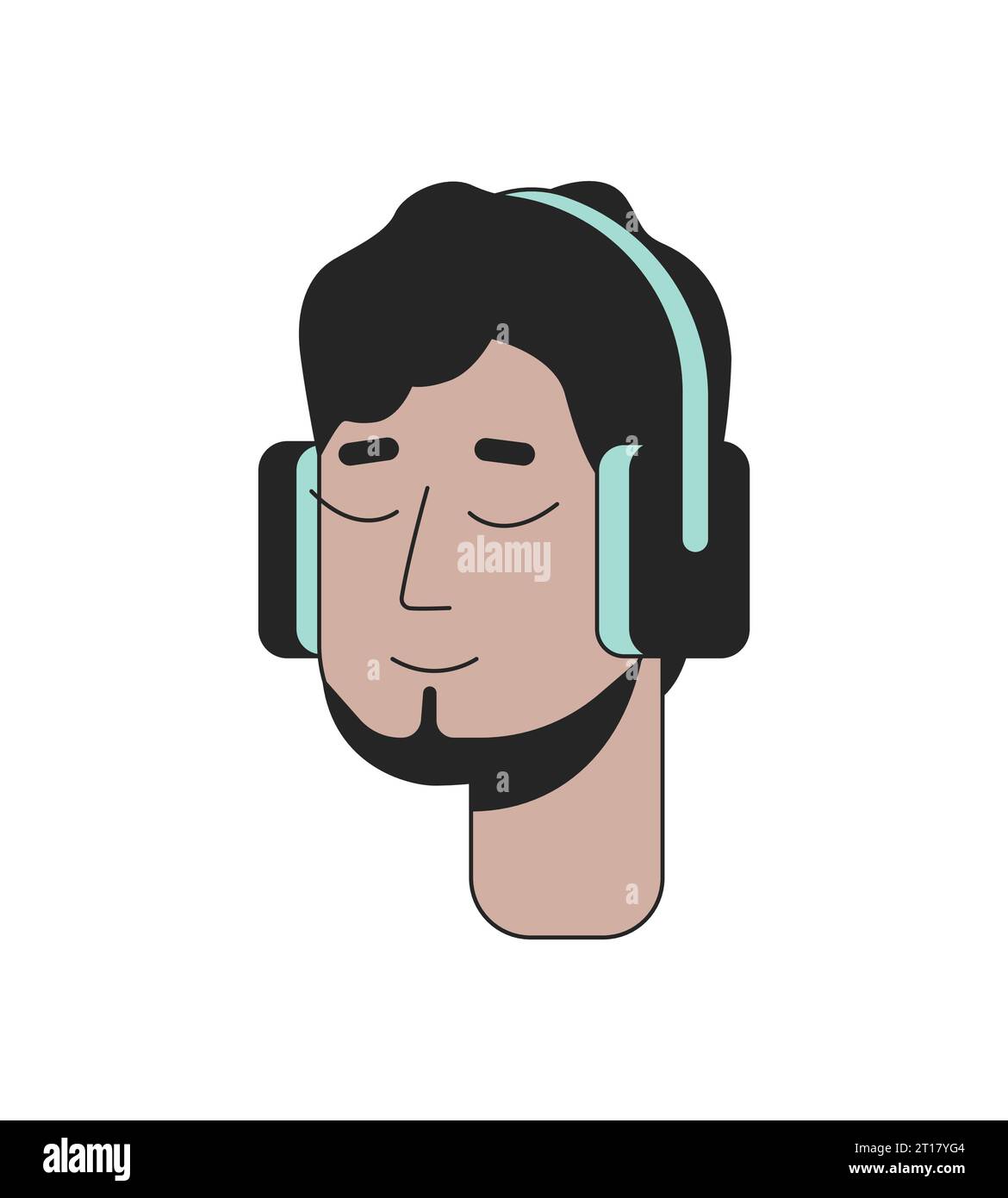 Old Dutch Bearded Arab Man Wearing Headphones 2d Linear Cartoon