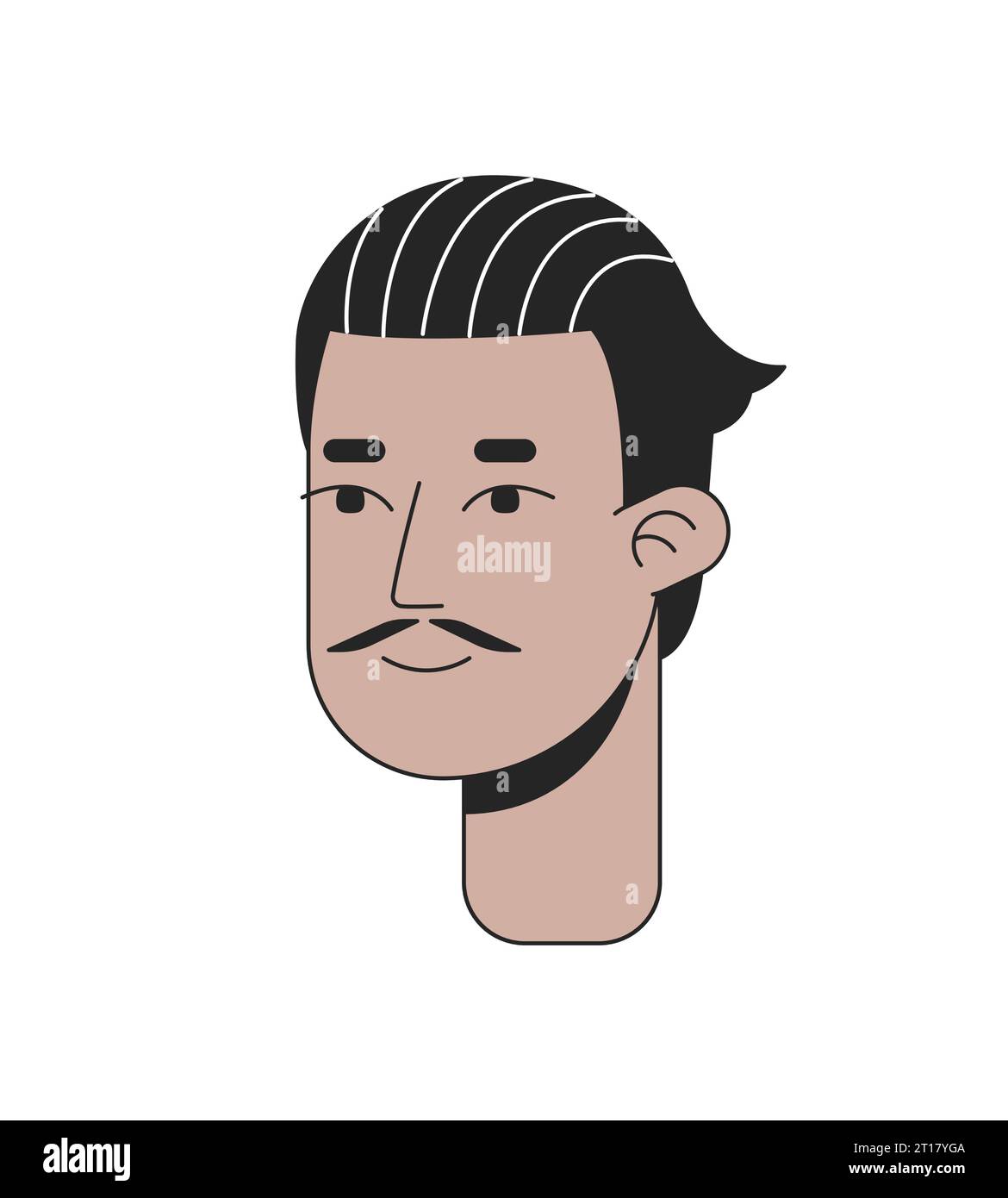 Spanish Slicked Hair Man With Pencil Moustache 2d Linear Cartoon