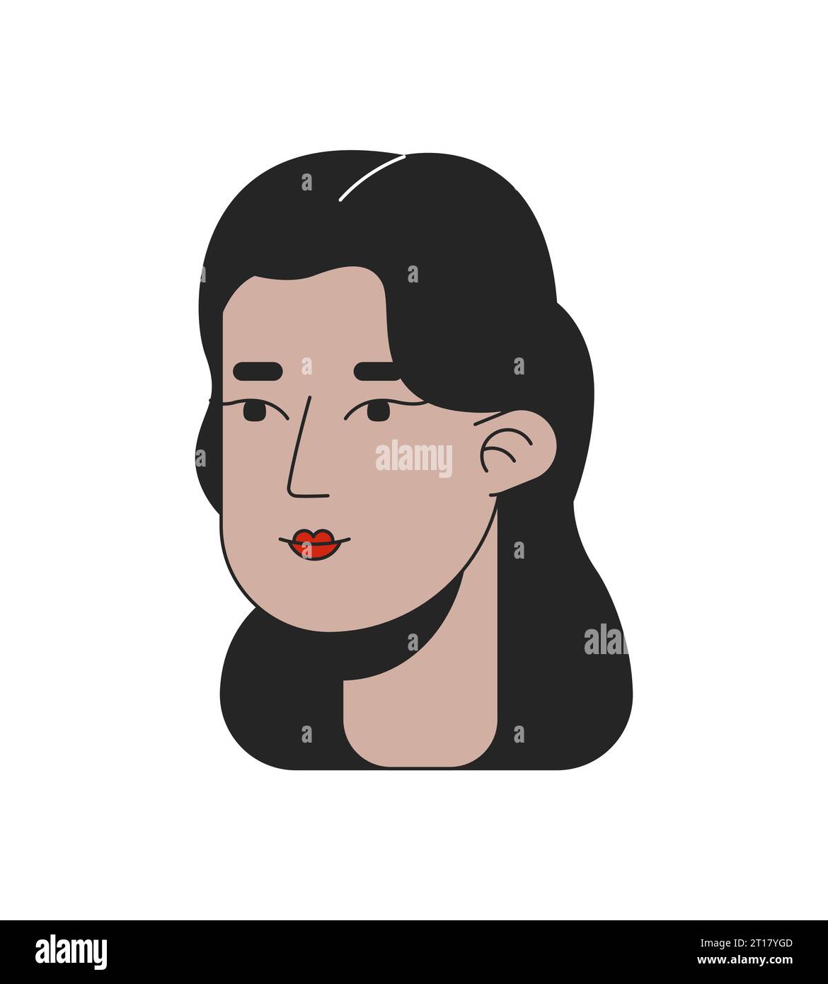 Middle eastern beautiful woman classy 2D linear cartoon character head ...