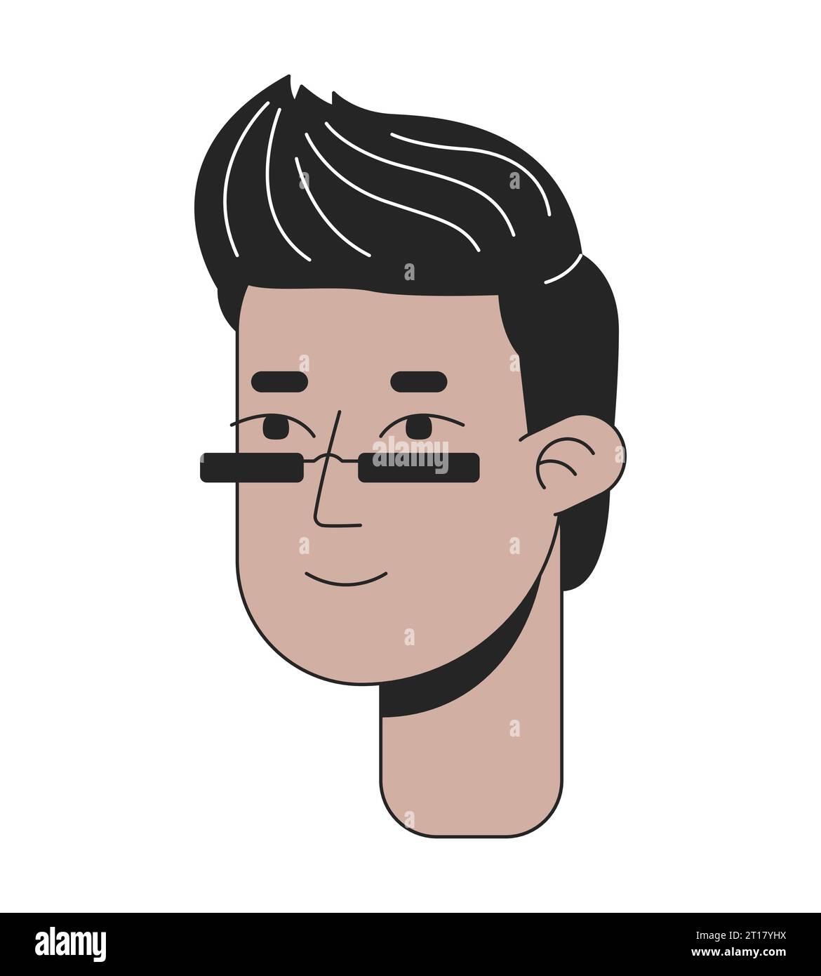 Indian sunglasses man crew cut haircut 2D linear cartoon character head ...