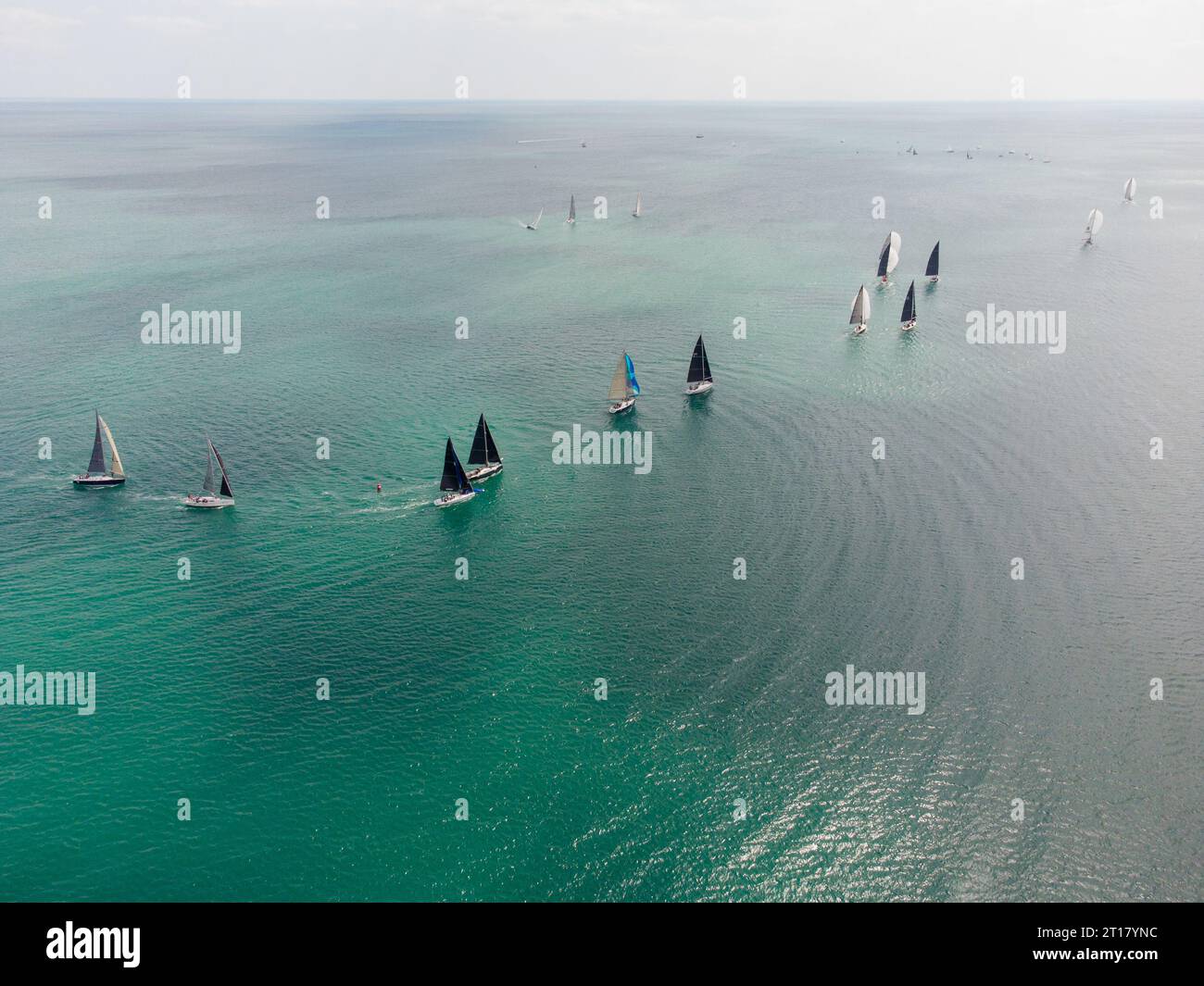 Aerial view of sailing yachts regatta race on sea Stock Photo - Alamy