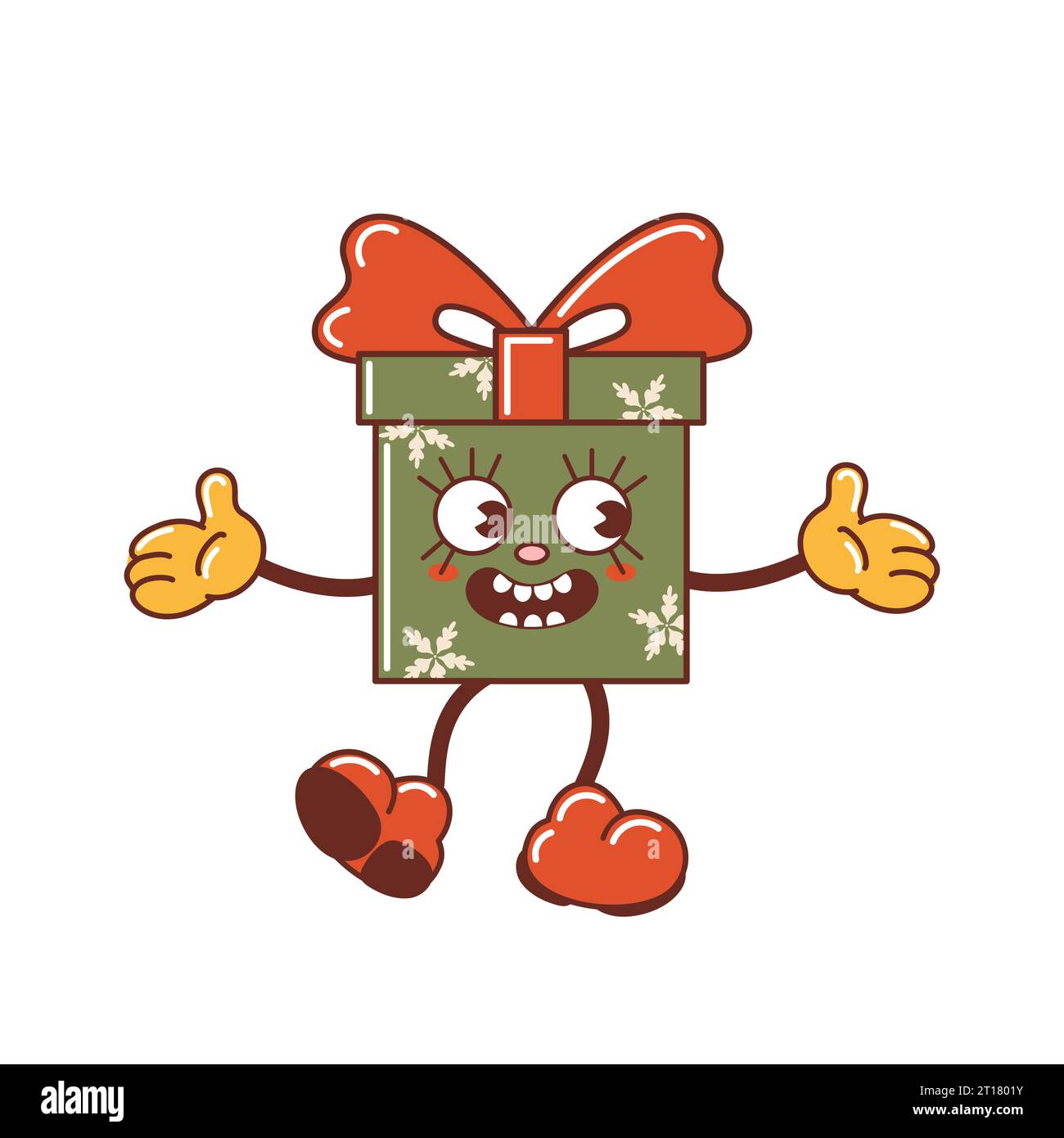 Christmas gift, cute character box with bow dancing and laughing ...