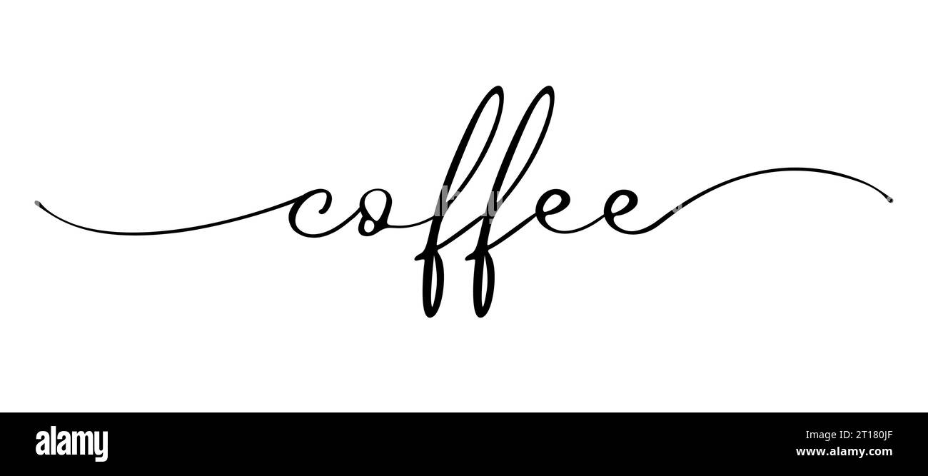 Coffee - calligraphic inscription with smooth lines. Minimalistic hand ...