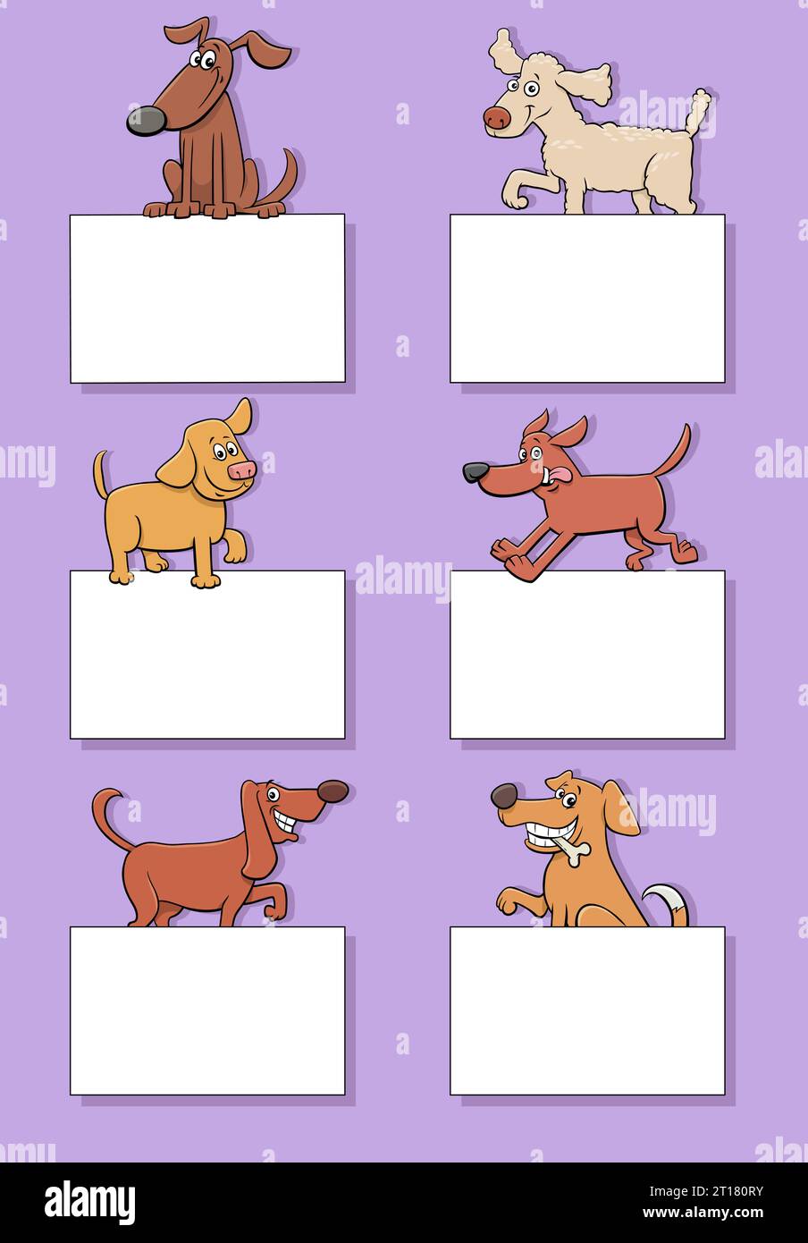 Cartoon illustration of dogs and puppies animal characters with blank ...