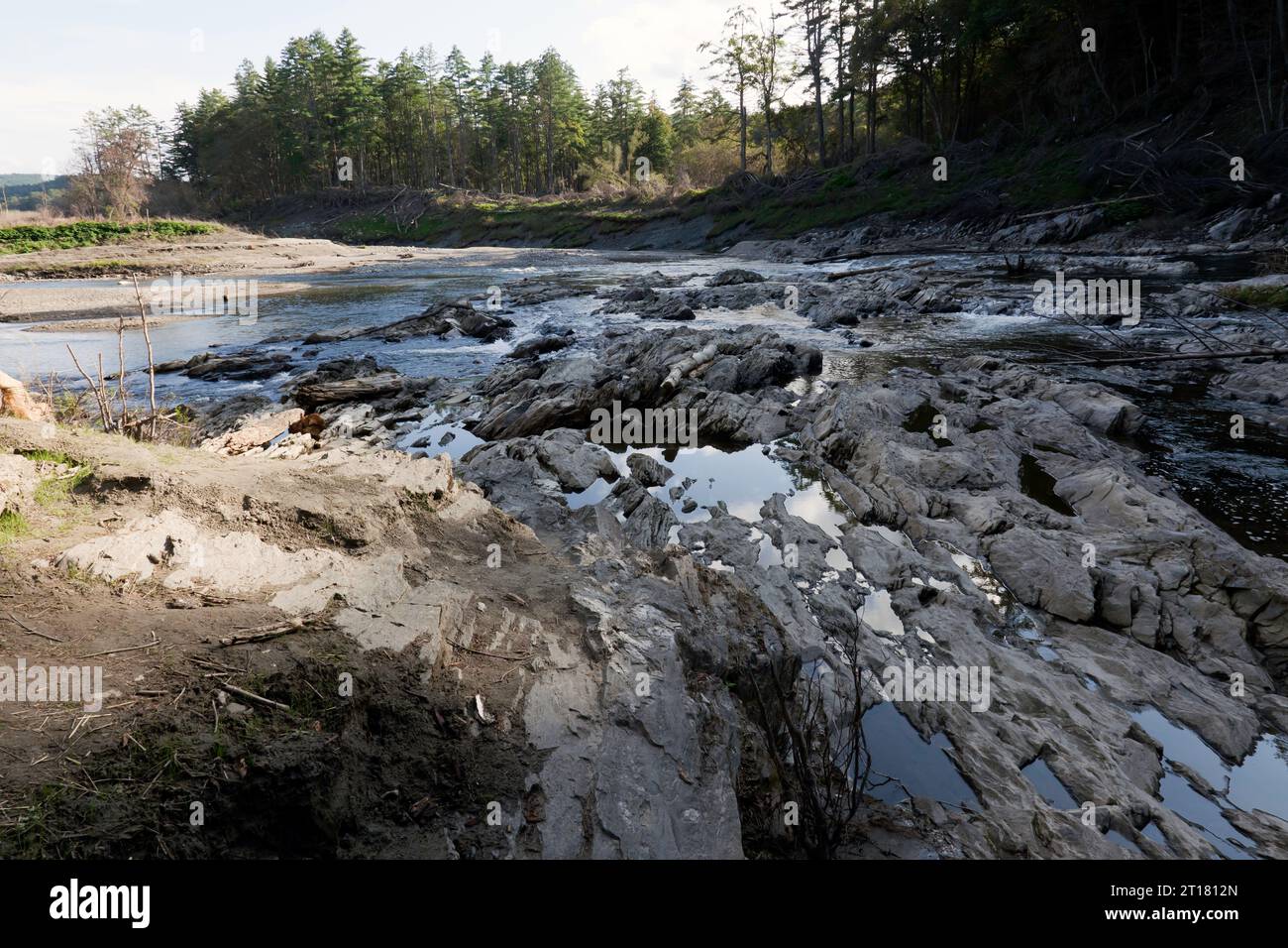 View of the The Ottauquechee River, at the end of the Quechee Gorge, in ...