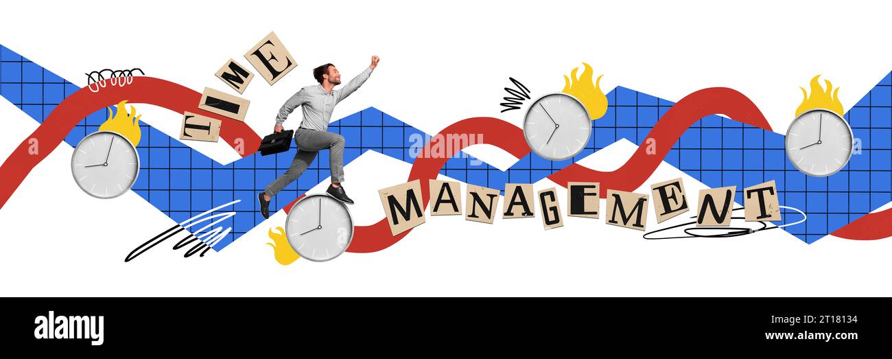 Creative collage image of excited purposeful guy organizing successful ...