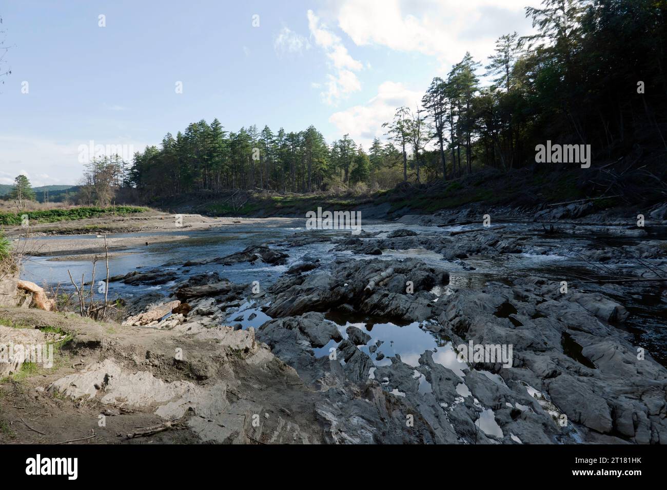 View of the The Ottauquechee River, at the end of the Quechee Gorge, in ...
