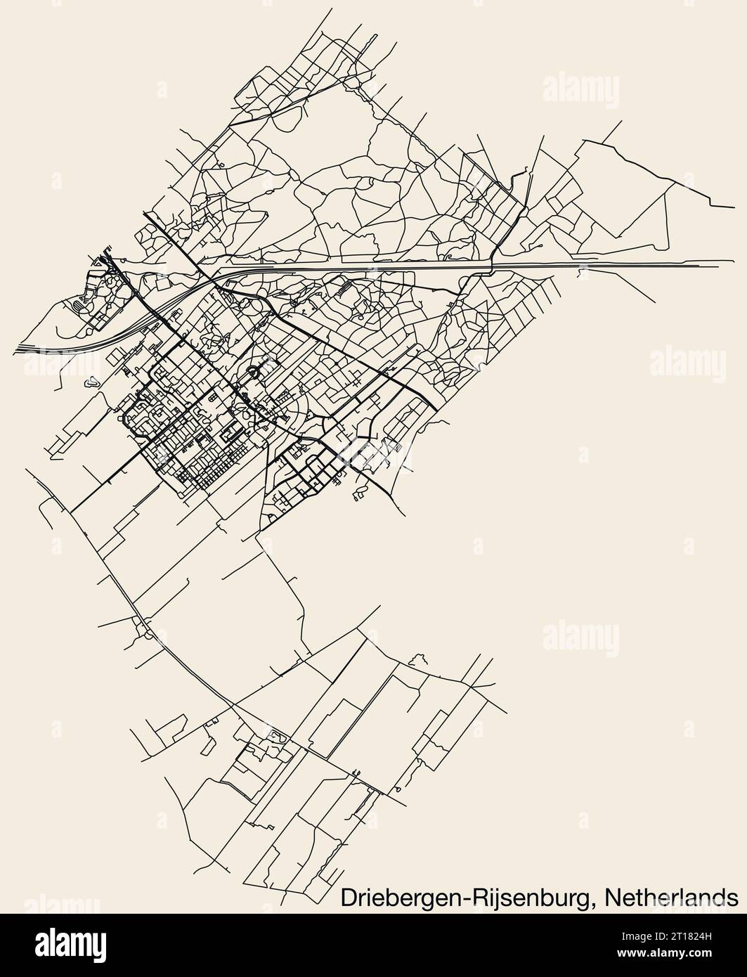 Street roads map of DRIEBERGEN-RIJSENBURG, NETHERLANDS Stock Vector ...