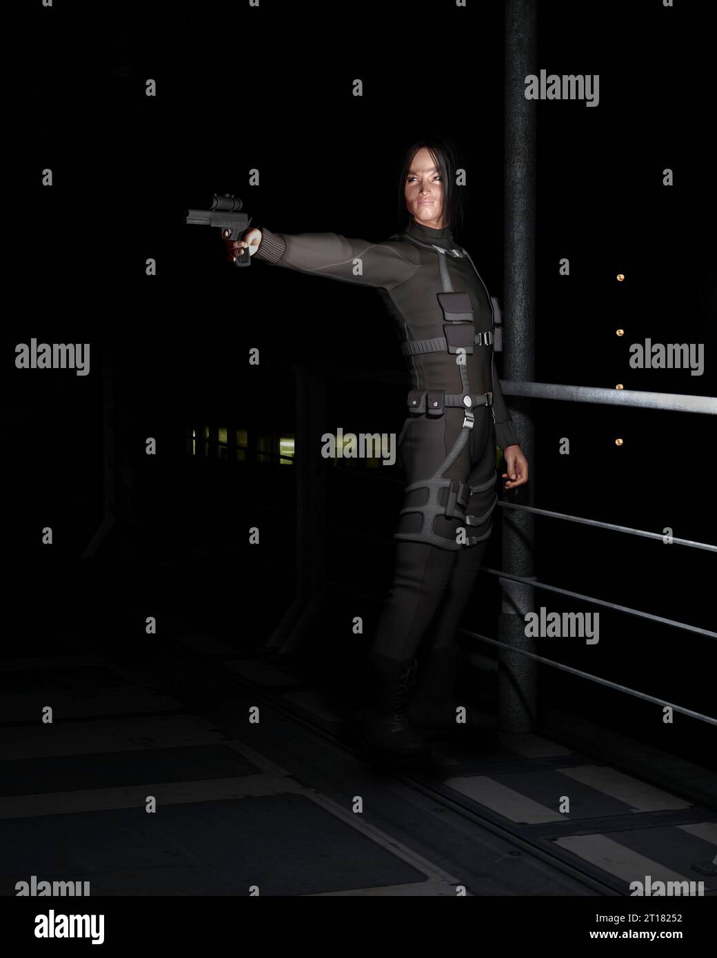 Male Asian Assassin in A Dark City Street Stock Photo - Alamy