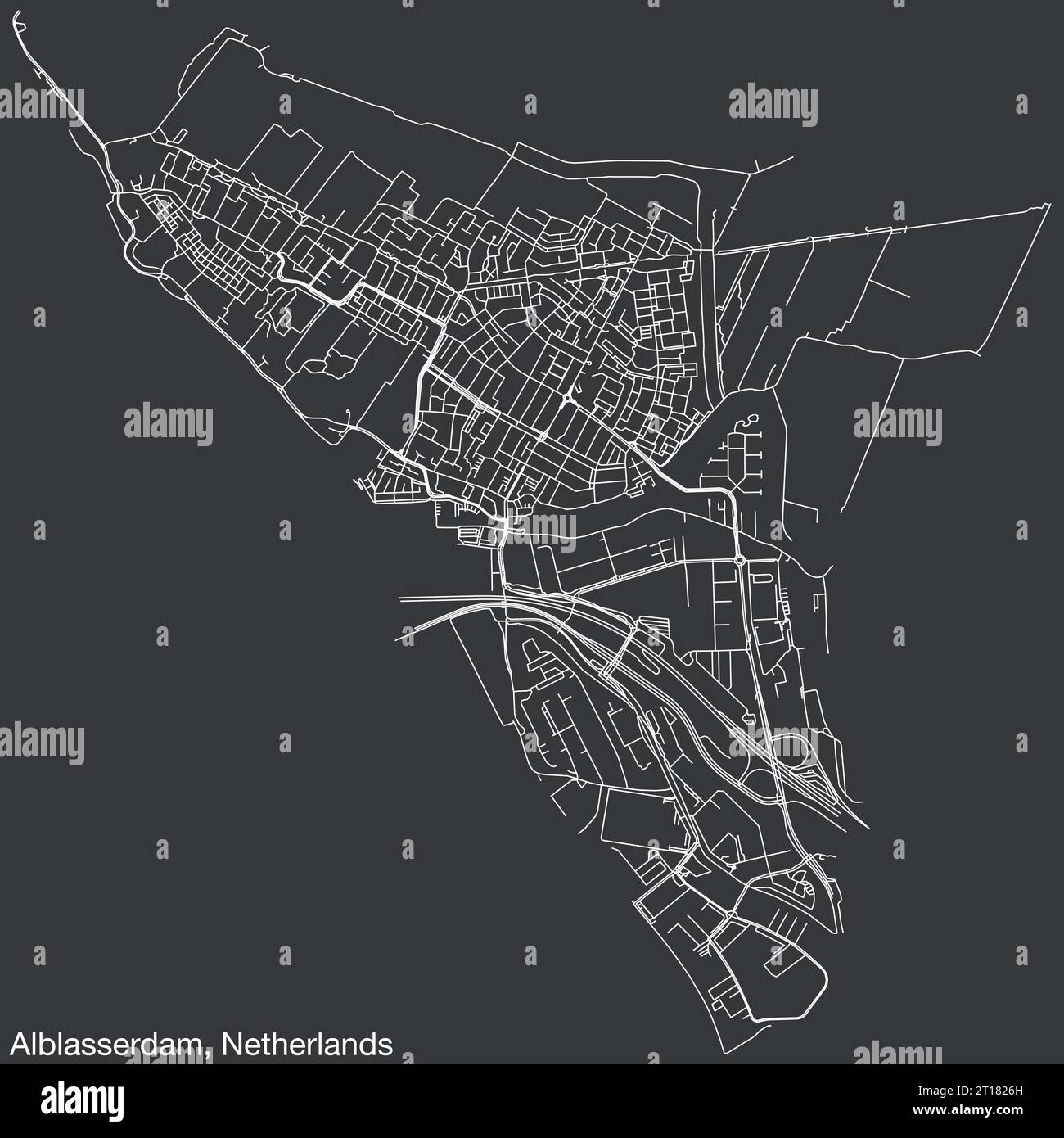 Street roads map of ALBLASSERDAM, NETHERLANDS Stock Vector Image & Art ...