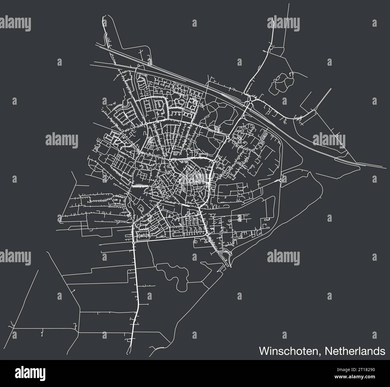 Street roads map of WINSCHOTEN, NETHERLANDS Stock Vector Image & Art ...