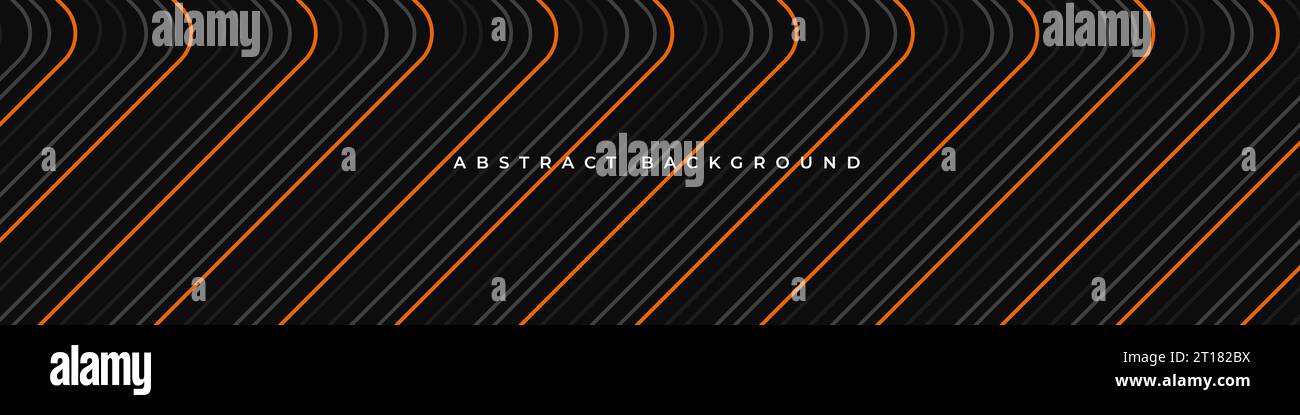 Abstract black striped wide background with grey and orange angle ...